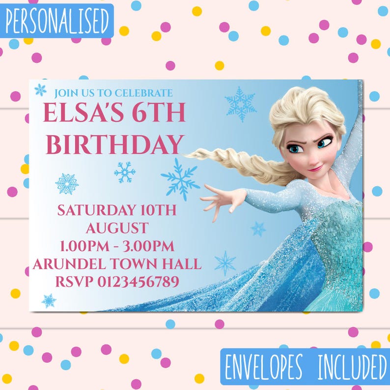 Personalised Frozen Elsa Birthday Party Invitations A6 Size X12 ...