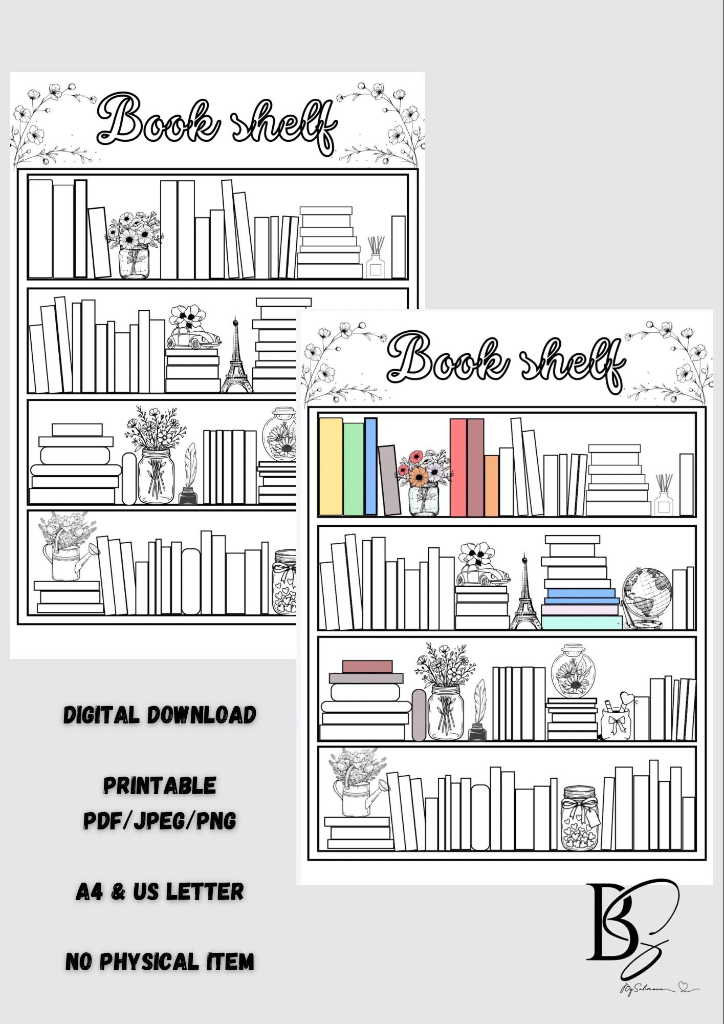 Digital Book Shelf — Digital Bookshelf for Reading Journal PDF / JPG ...
