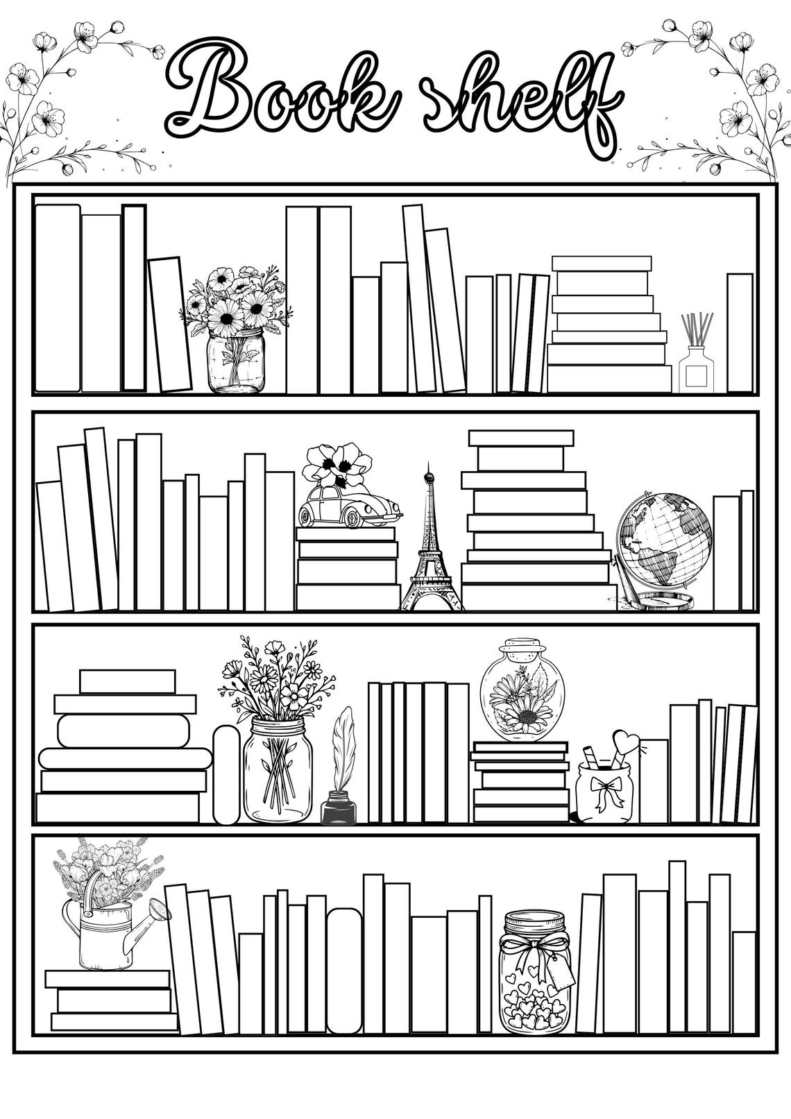 Digital Book Shelf — Digital Bookshelf for Reading Journal PDF / JPG ...