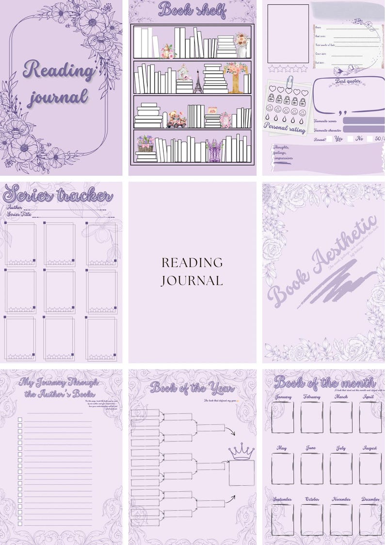 Reading Journal | Book Tracker & Reflection (printable PDF - Etsy