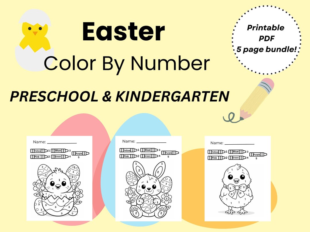 Easter Color by Number | Preschool Kindergarten Activity (printable PDF ...