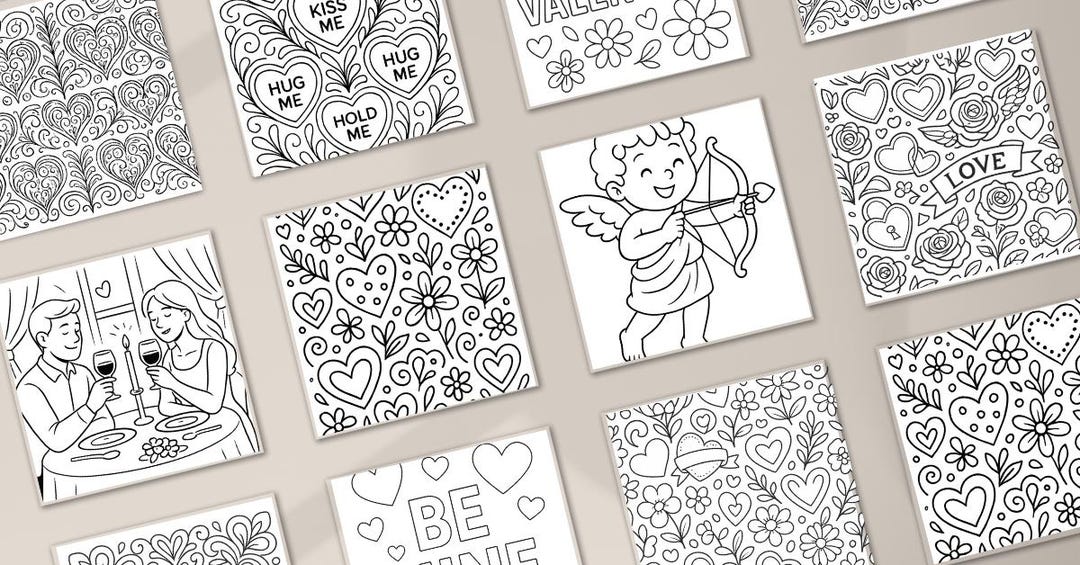 Valentine's Day Coloring Pages - Love-themed Printable Sheets (PDF ...