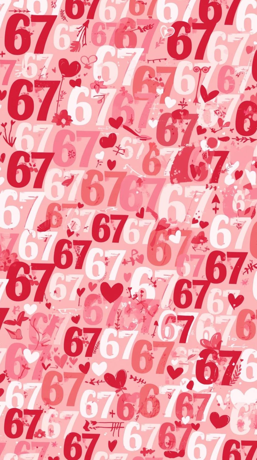 Pink Heart & Swirl Number 67 Wrapping Paper | Birthday Celebration ...