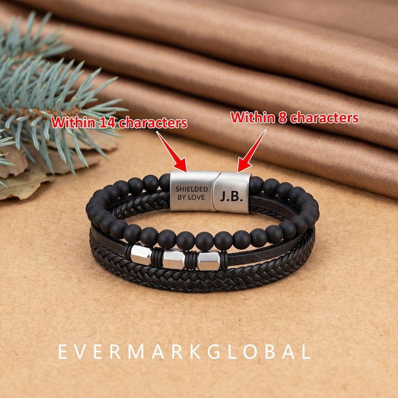 To My Son Multi-strand Beaded Leather Personalized Engraved Bracelet ...