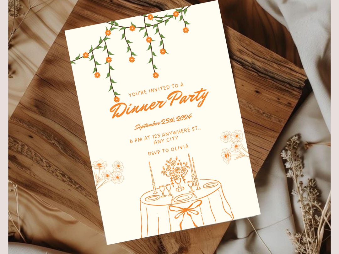 Elegant Dinner Party Invitation – Printable & Editable Template, Custom ...