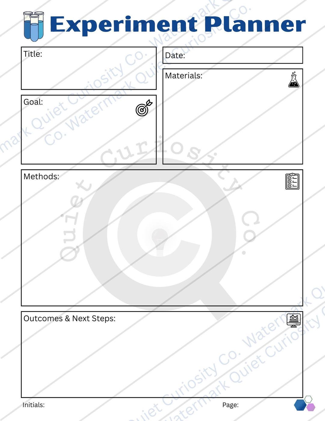 Printable Experiment Planner | Lab Notebook Page for Scientists ...