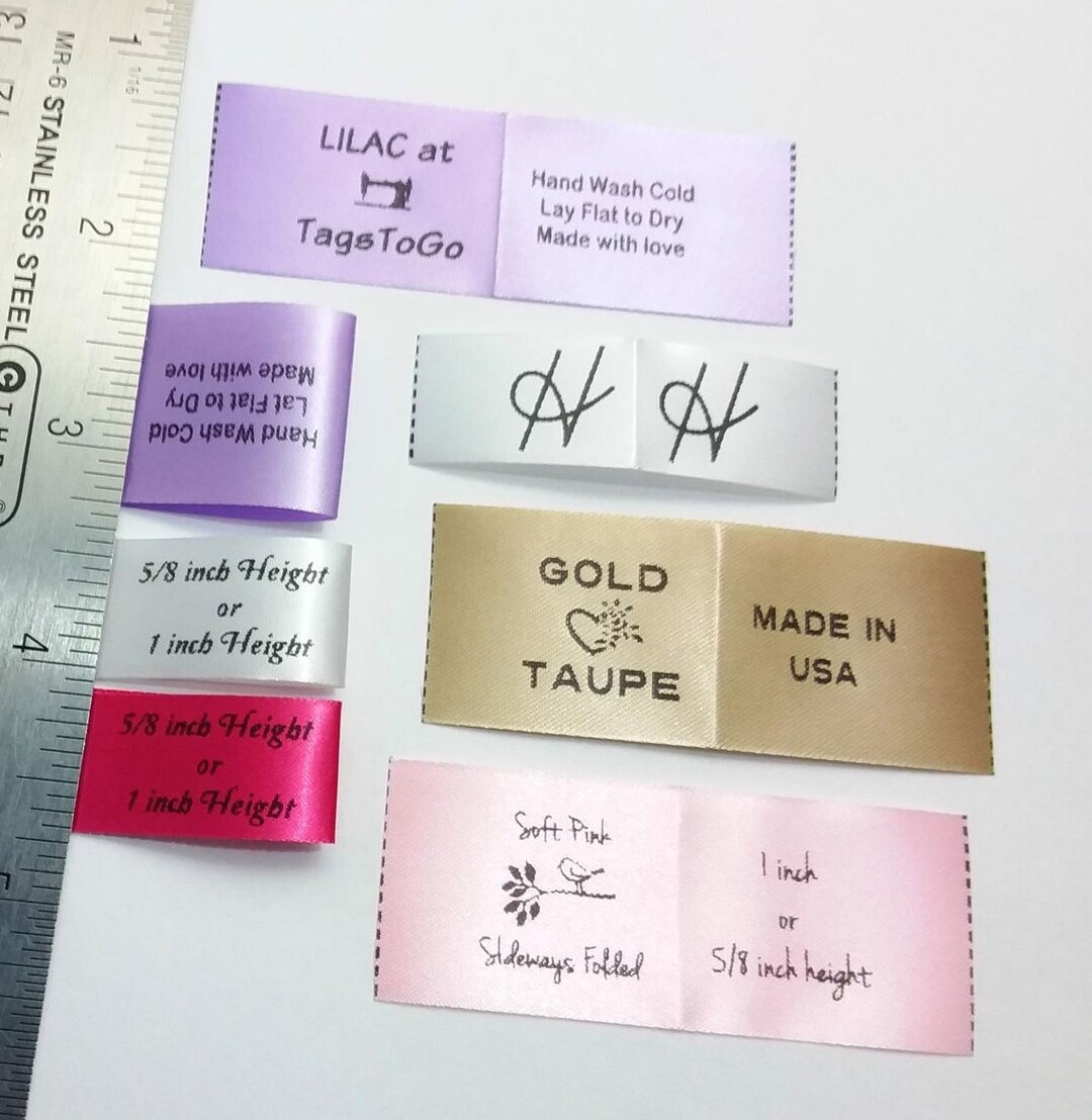 1000 (+40 Free) SIDEWAYS FOLDED Style Clothing Labels, Custom Satin ...