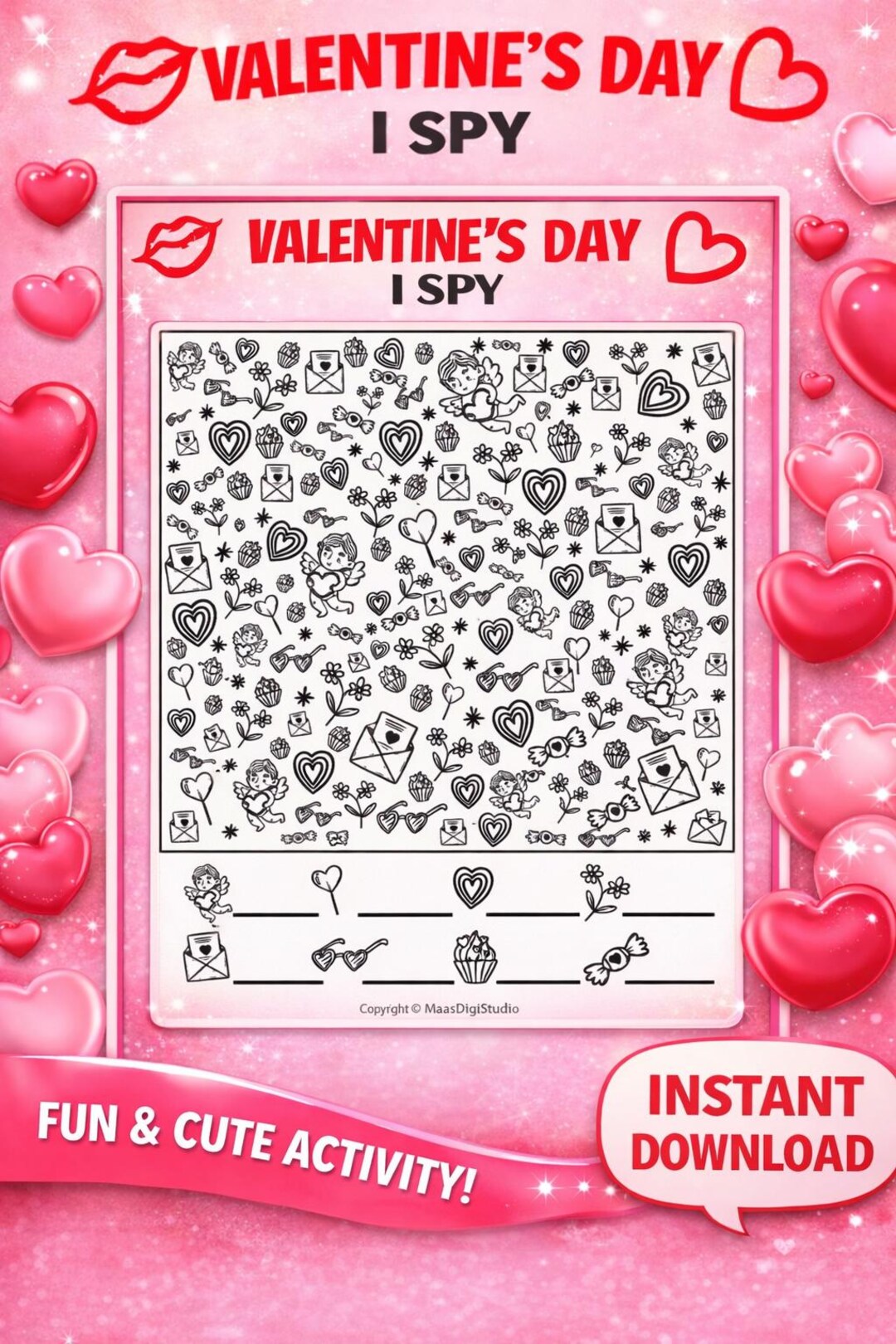 I Spy Hidden Picture Activity, Valentine Day Activities, Valentines ...