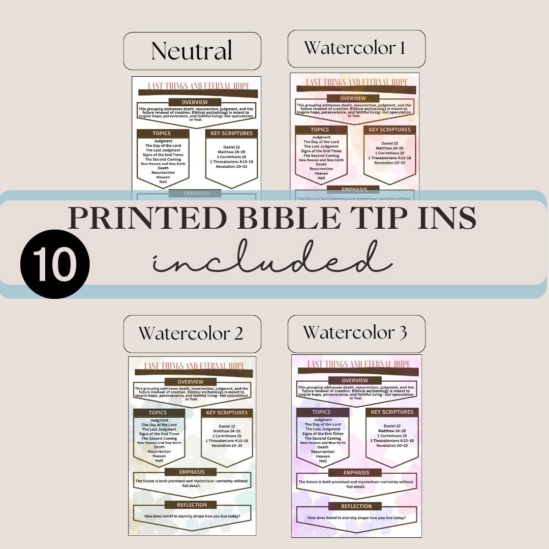 Printed Bible Journaling Tip-ins: 100 Scripture Topics on 10 Physical ...