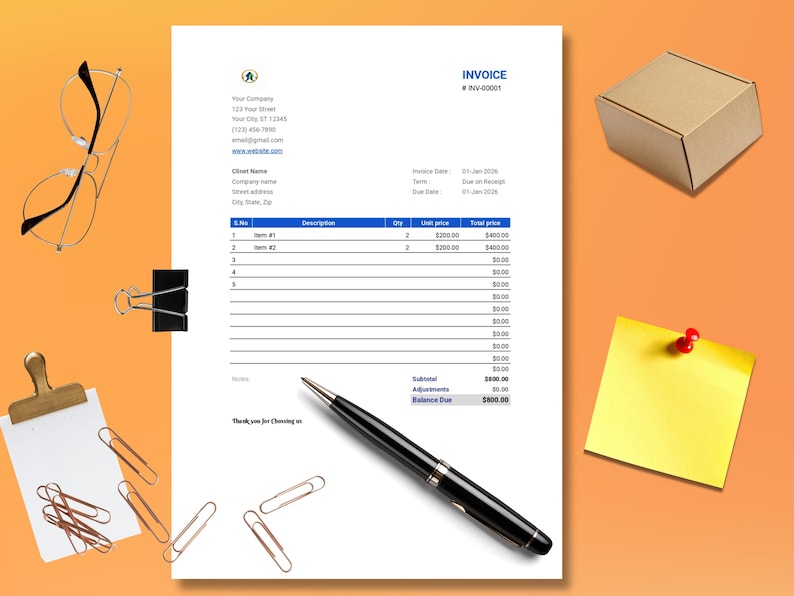 Editable Google Sheets Billing Template | Auto Calculations | Printable ...