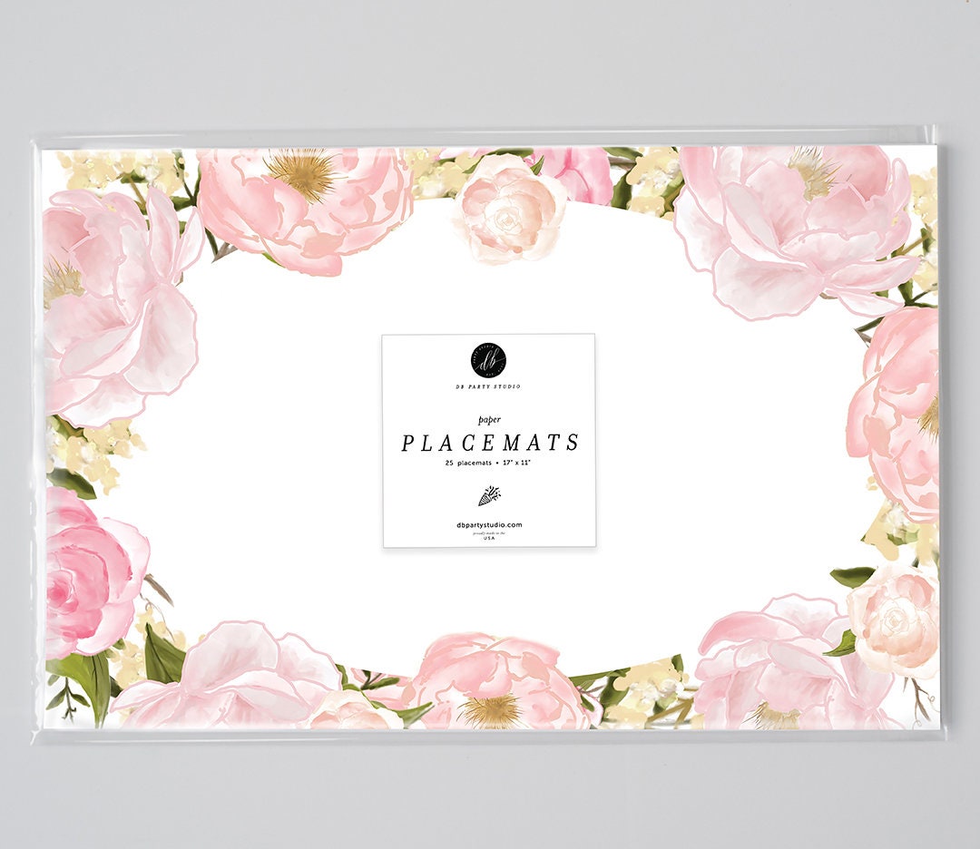 Peony Garden Paper Placemats, Romantic Garden Party Paper Place Mats ...