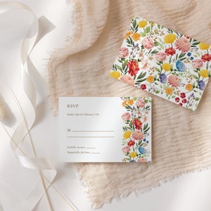 Spring Garden Flowers Wedding Invitation Suite Printed Wildflower Boho ...