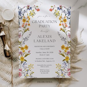 Boho Graduation Party Invitation Printed Floral Graduate Garden Party ...