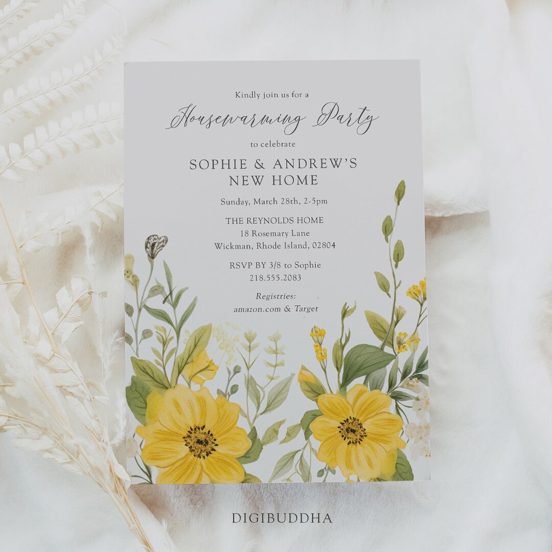 Rustic Housewarming Party Invitation, Wildflower Housewarming ...