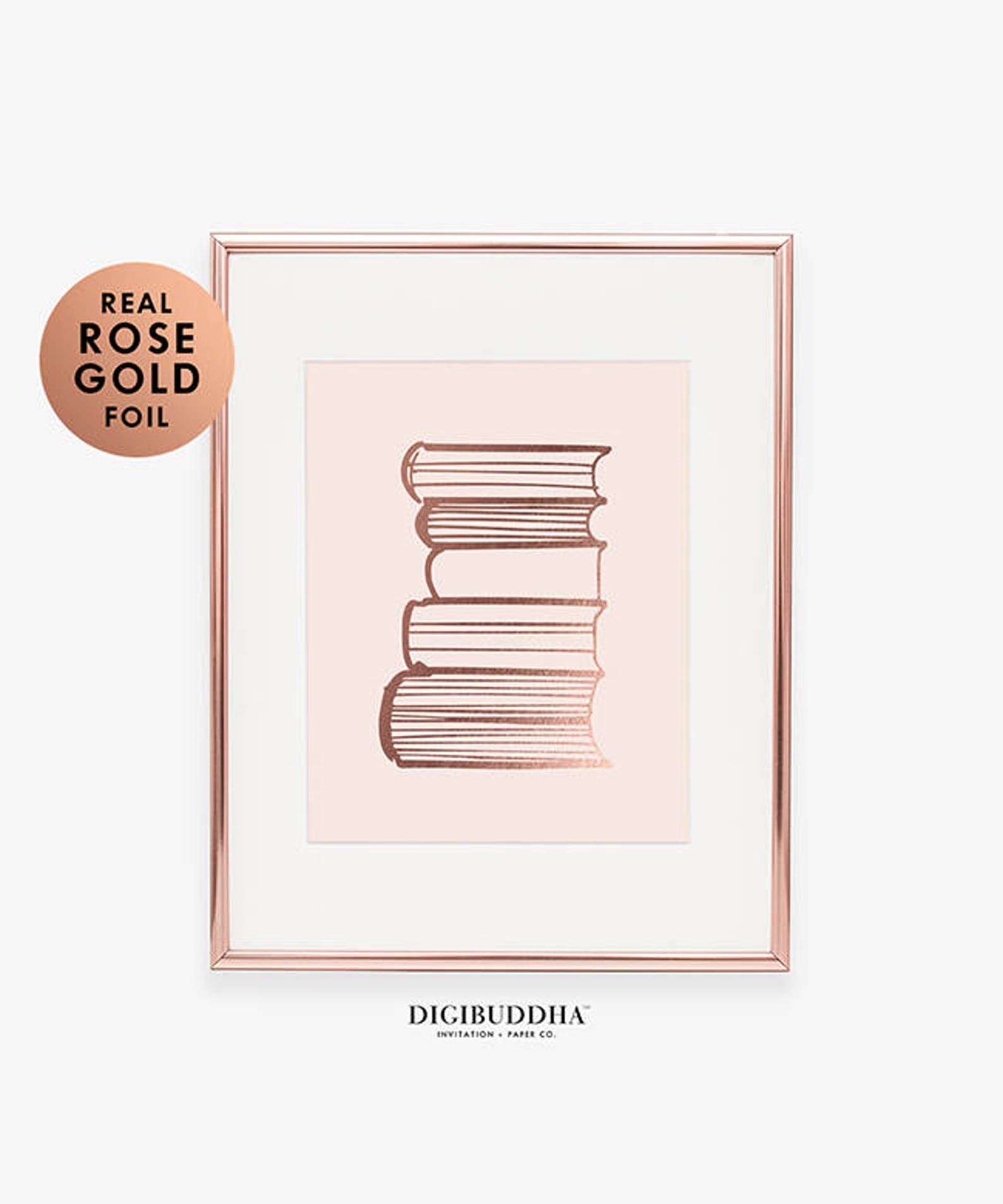 Stack of Books Gold Silver or Rose Gold Foil Print Reader Gift - Etsy