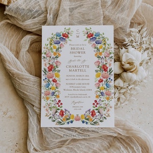 Colorful Wildflower Invitation, Floral Bridal Shower Invitations ...