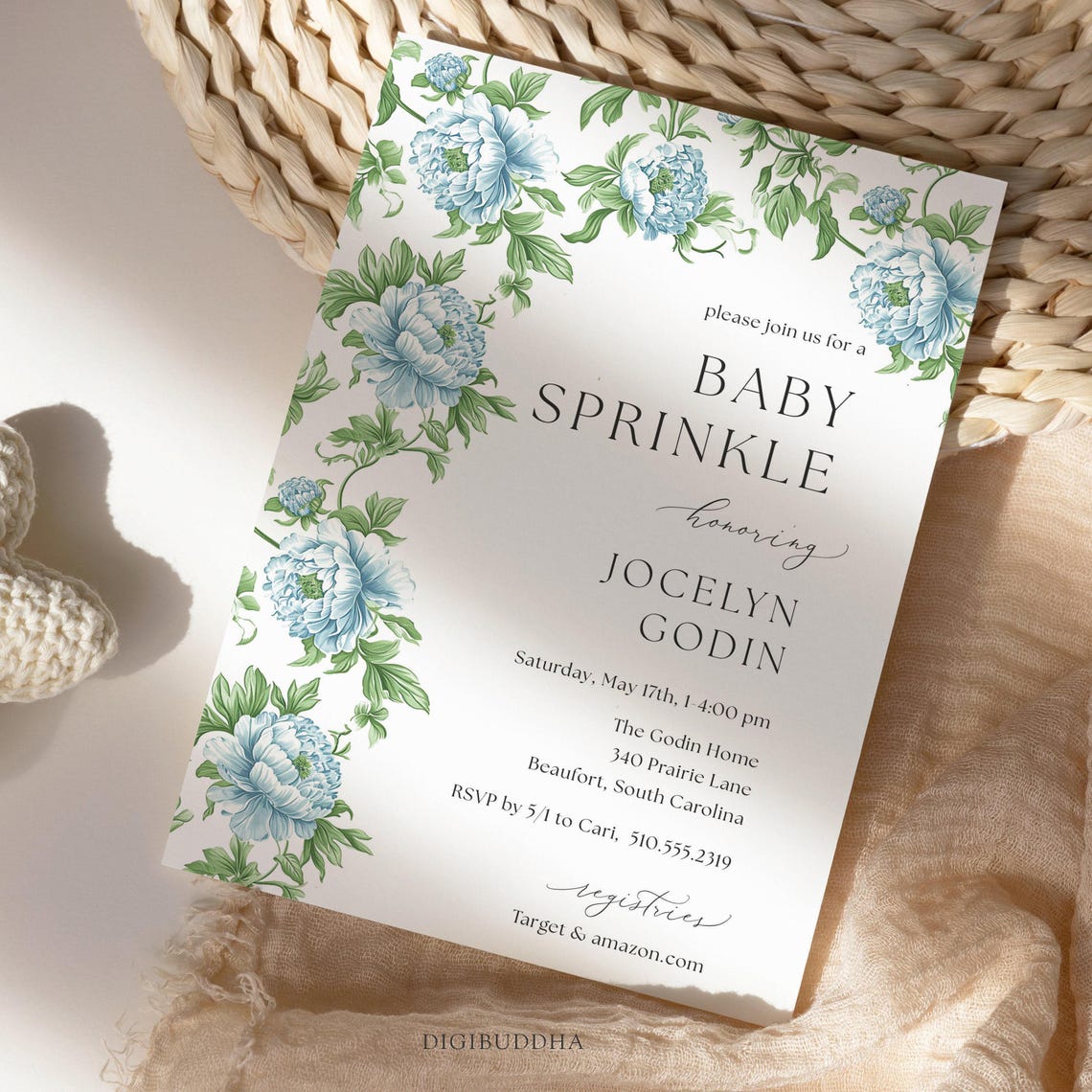 Spring Flowers Baby Sprinkle Invitation, Printed Floral Shower ...