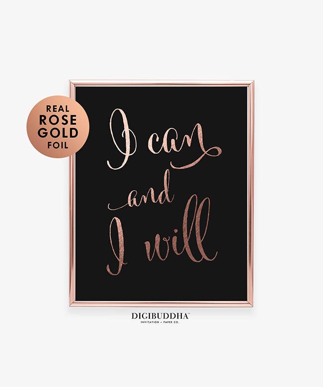 I CAN AND I WILL Foil Print Sign Inspiring Expression Modern - Etsy