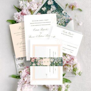 Monet Inspired Wedding Invitation Suite, Floral Wedding Invitation Set ...