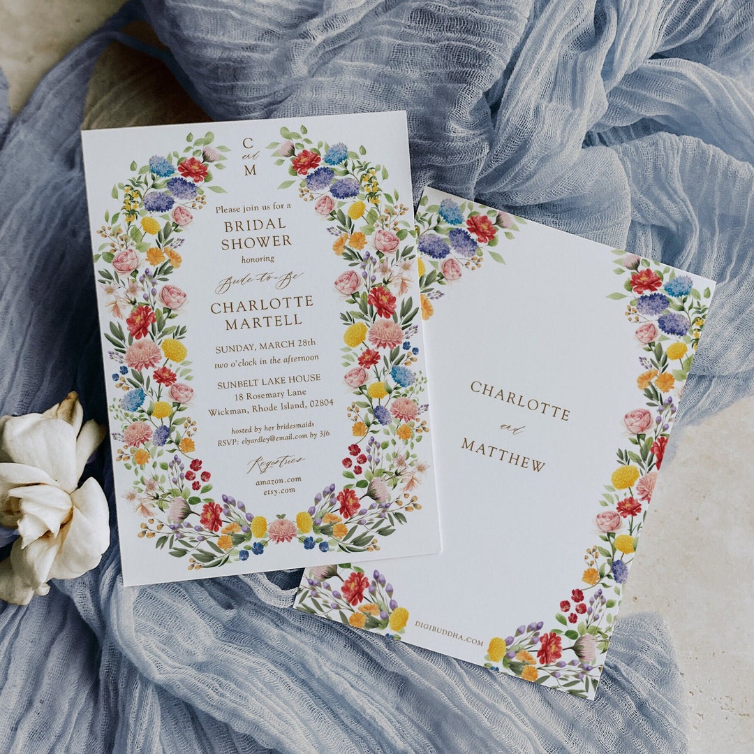 Colorful Wildflower Invitation, Floral Bridal Shower Invitations ...