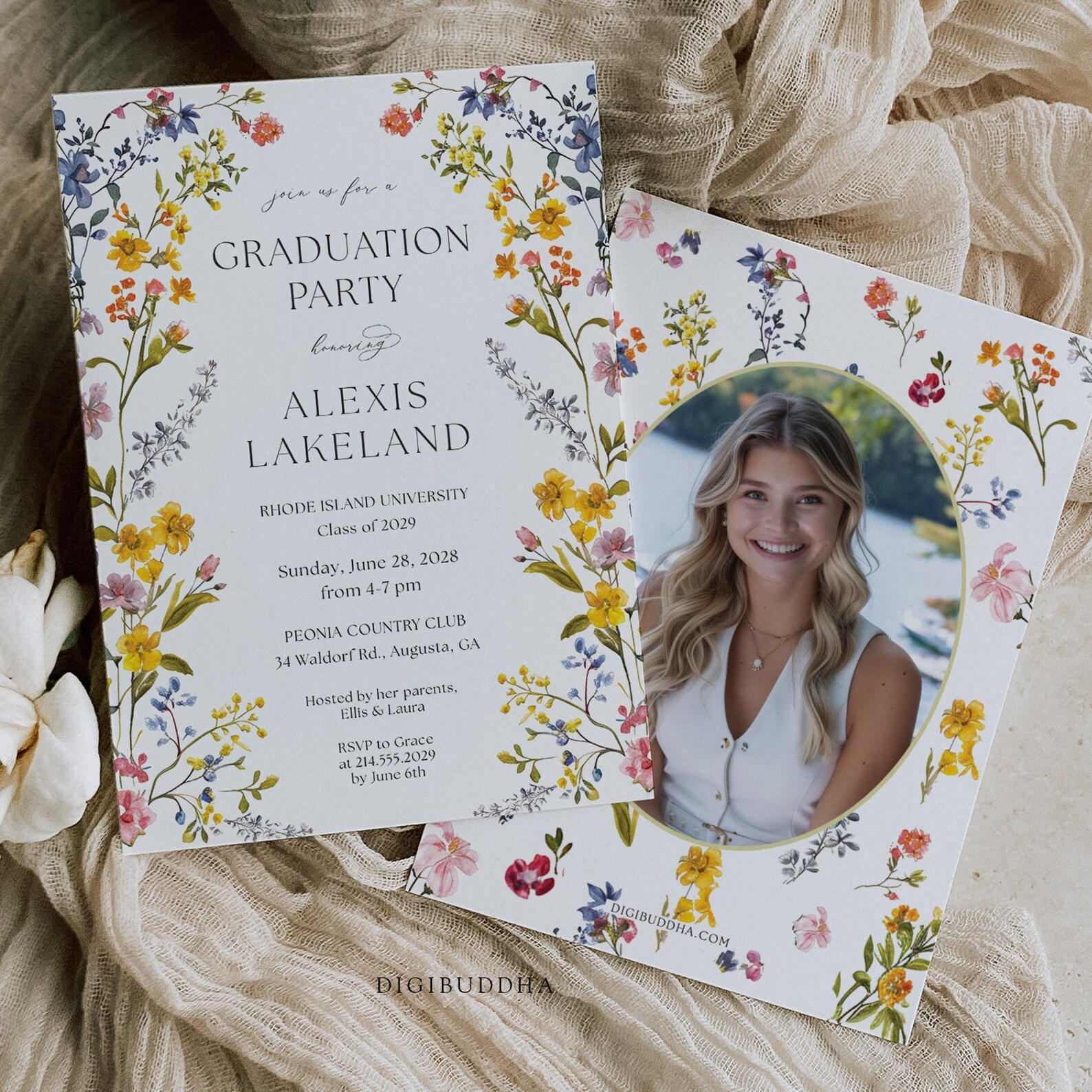 Boho Graduation Party Invitation Printed Floral Graduate Garden Party ...