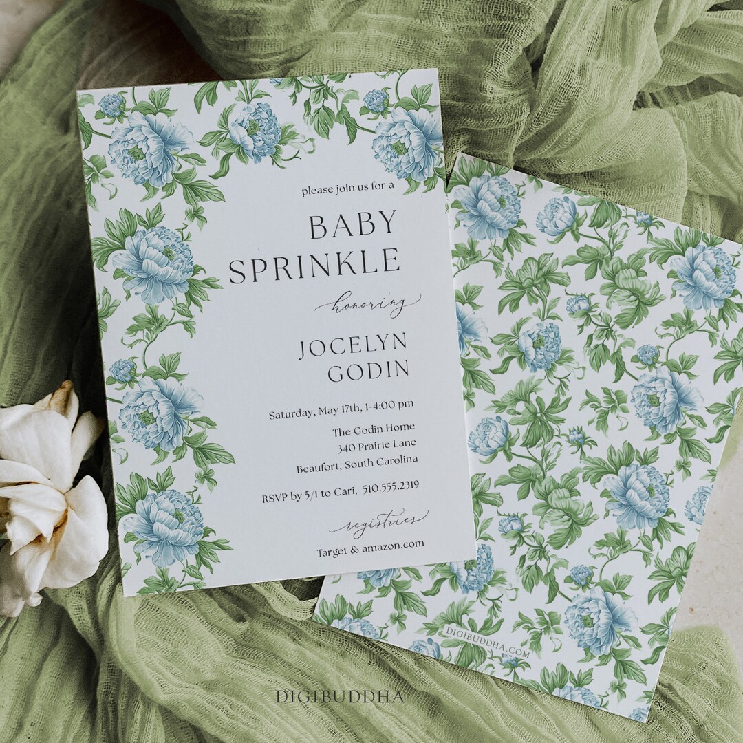 Spring Flowers Baby Sprinkle Invitation, Printed Floral Shower ...