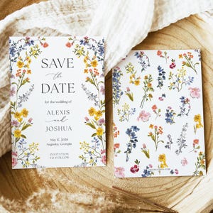 Boho Wildflower Save the Date Cards, Whimsical Wildflower Save the Date Card, Floral Save the ...