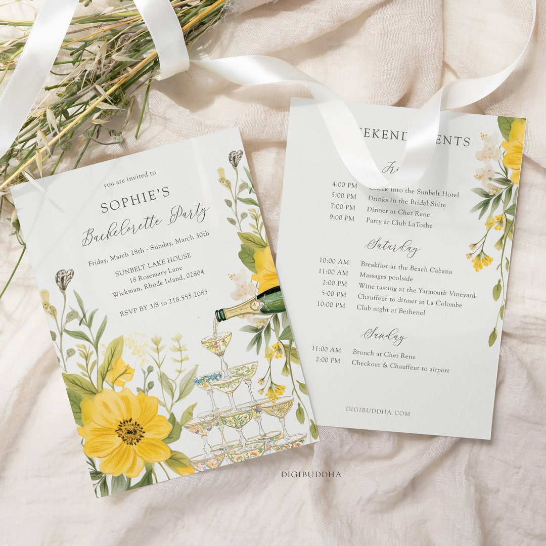Wildflower Bachelorette Invitation, Bachelorette Weekend Planner ...