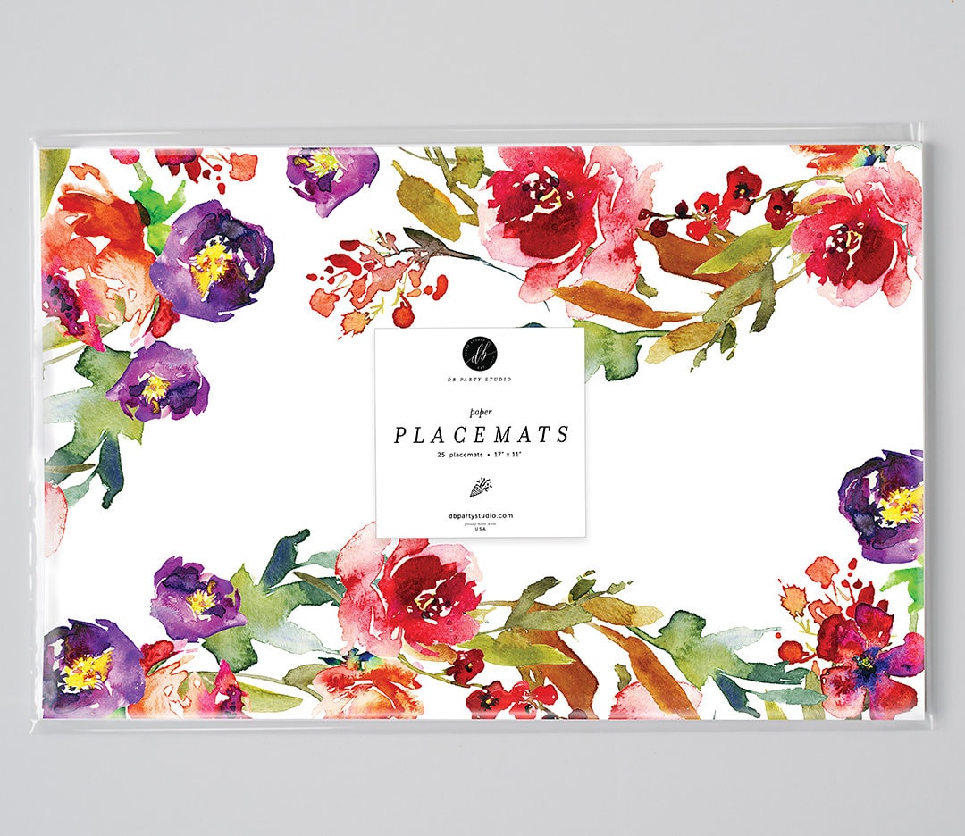 Lush Botanicals Paper Placemats, Garden Bridal Shower Party Paper Place ...