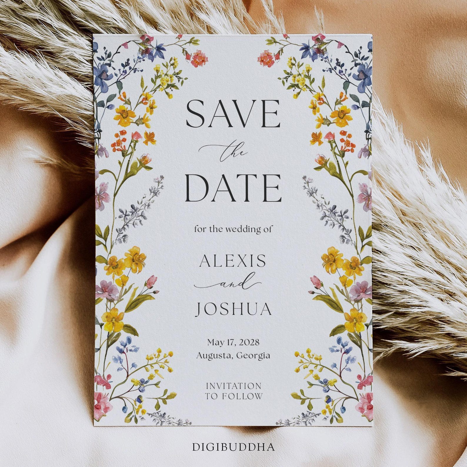Boho Wildflower Save the Date Cards, Whimsical Wildflower Save the Date ...