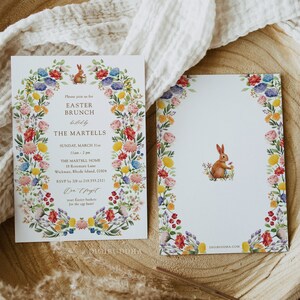 Easter Brunch Invitations Printed, Easter Bunny Colorful Wildflower ...