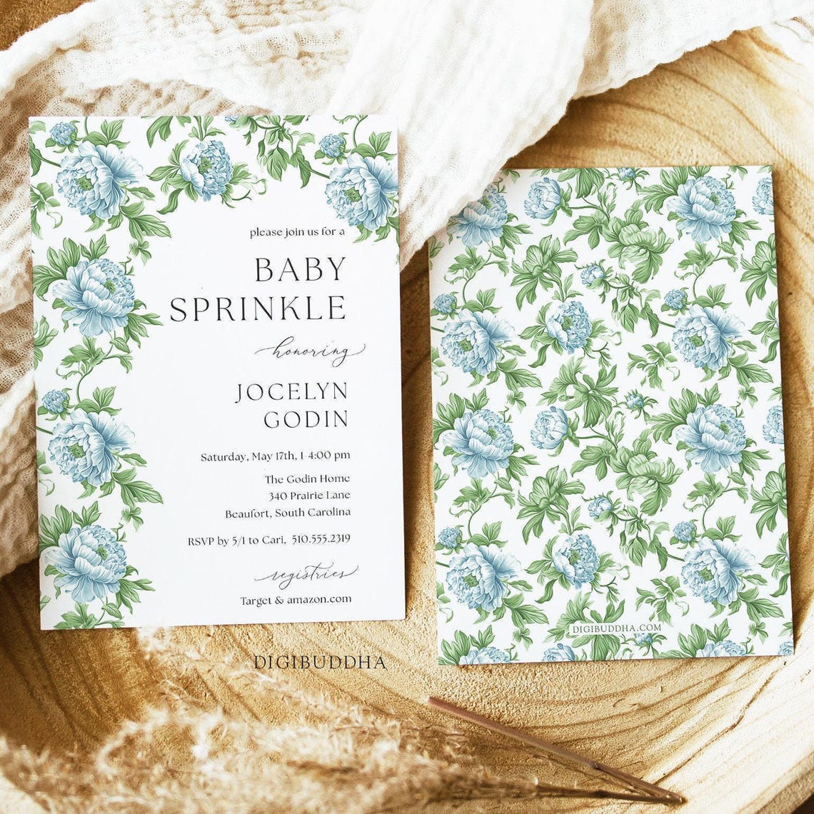 Spring Flowers Baby Sprinkle Invitation, Printed Floral Shower ...