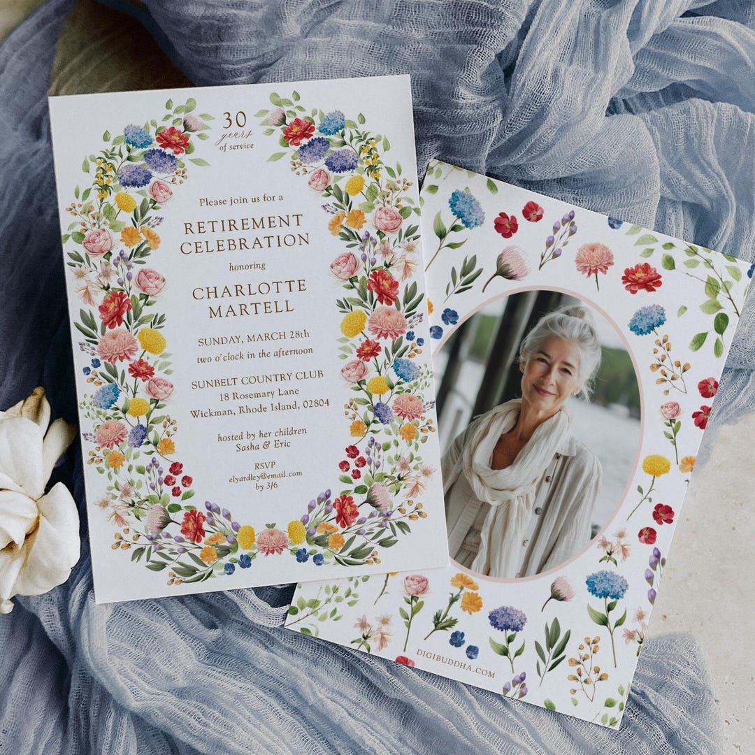 Retirement Invitation Photo, Printed Retirement Celebration Invites ...