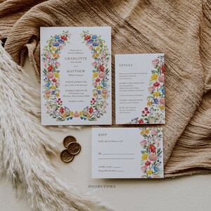 Spring Garden Flowers Wedding Invitation Suite Printed Wildflower Boho ...