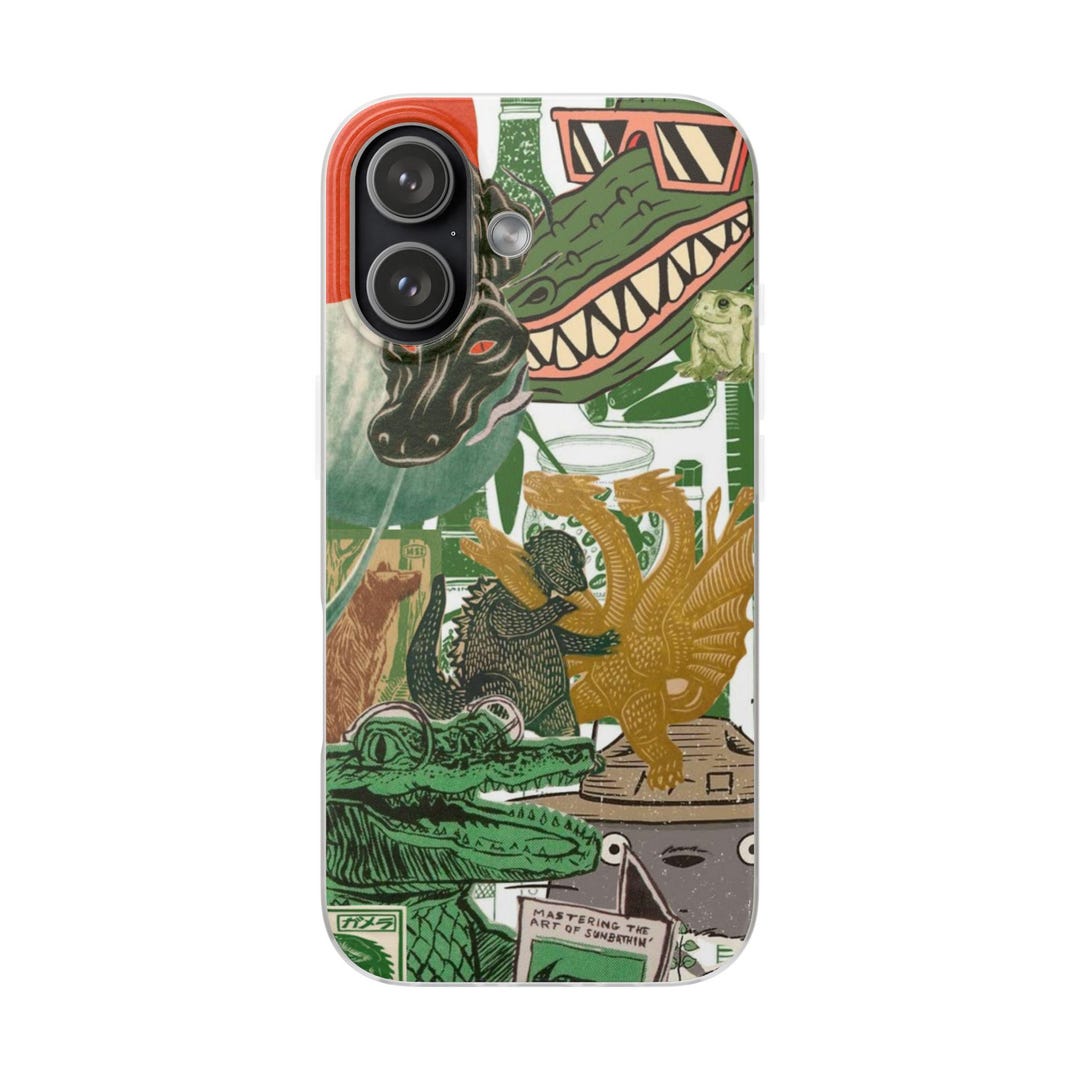 Alligator Collage Phone Case Retro Crocodile Art Flexi Case - Etsy