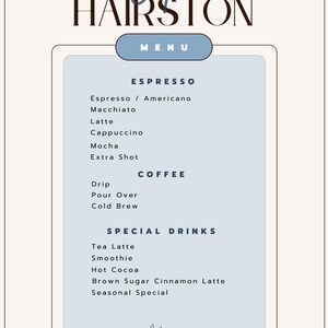 Editable Coffee Bar Menu | Printable Cafe Menu Template | Canva Digital ...