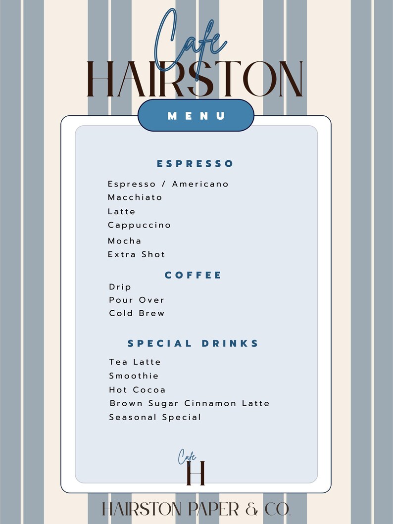 Editable Coffee Bar Menu | Printable Cafe Menu Template | Canva Digital ...