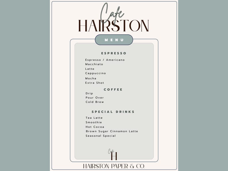 Editable Coffee Bar Menu | Printable Cafe Menu Template | Canva Digital ...