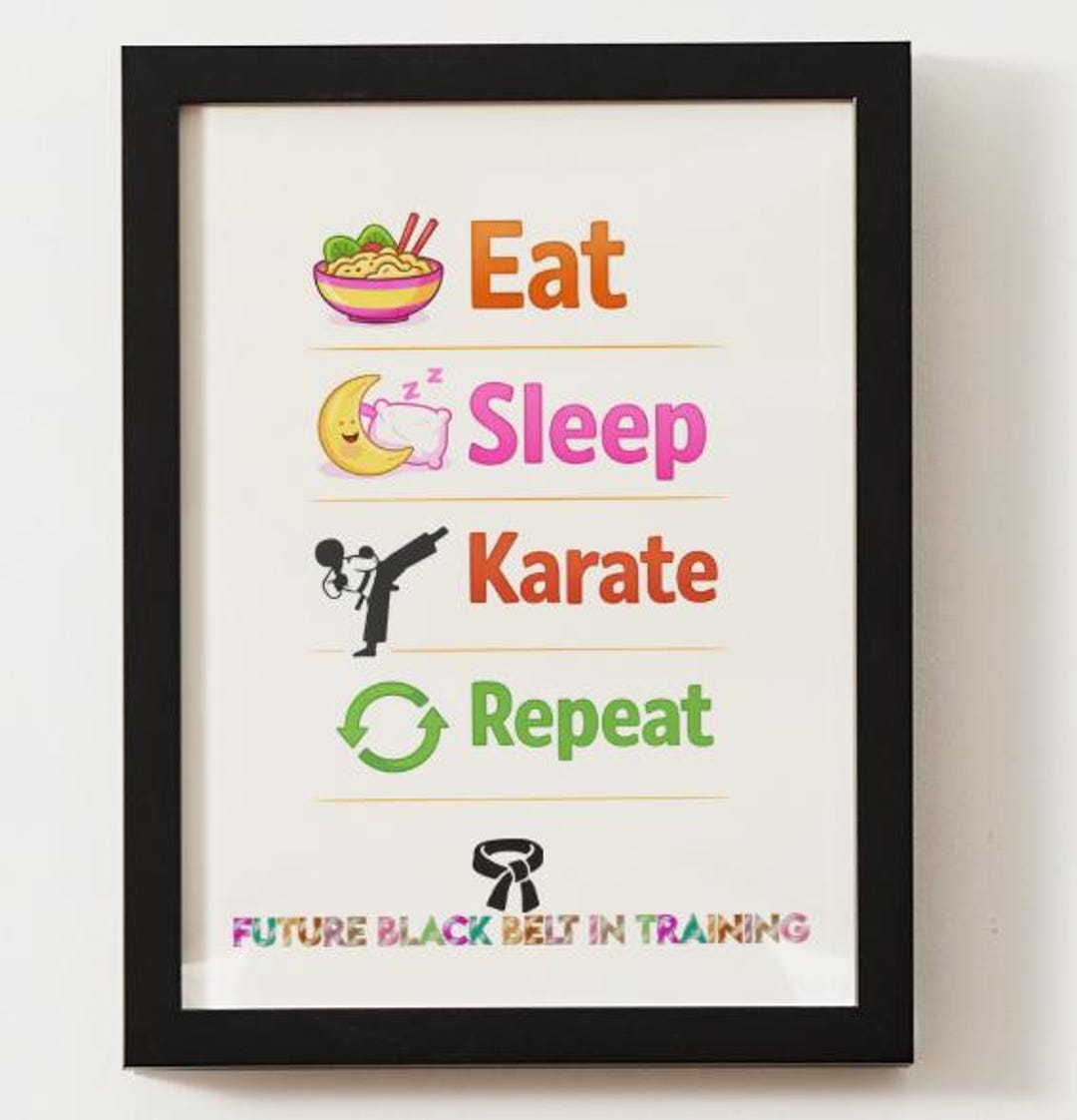 Girls Karate Poster – Pink Eat Sleep Repeat, Dojo Wall Art (digital ...