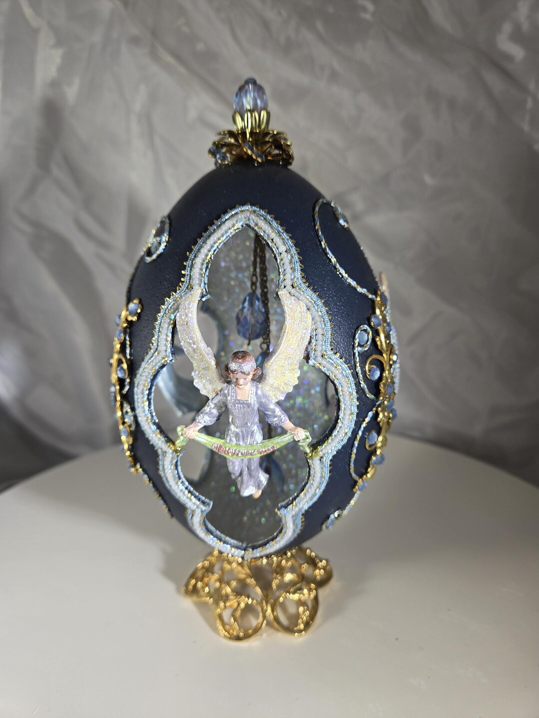 Luxury Emu Egg Angel Diorama in Fabergé Style | Handcrafted Collectible ...