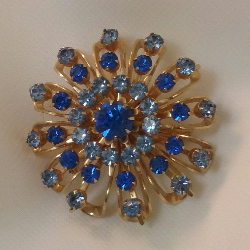 Light Blue Rhinestone Brooch - Etsy