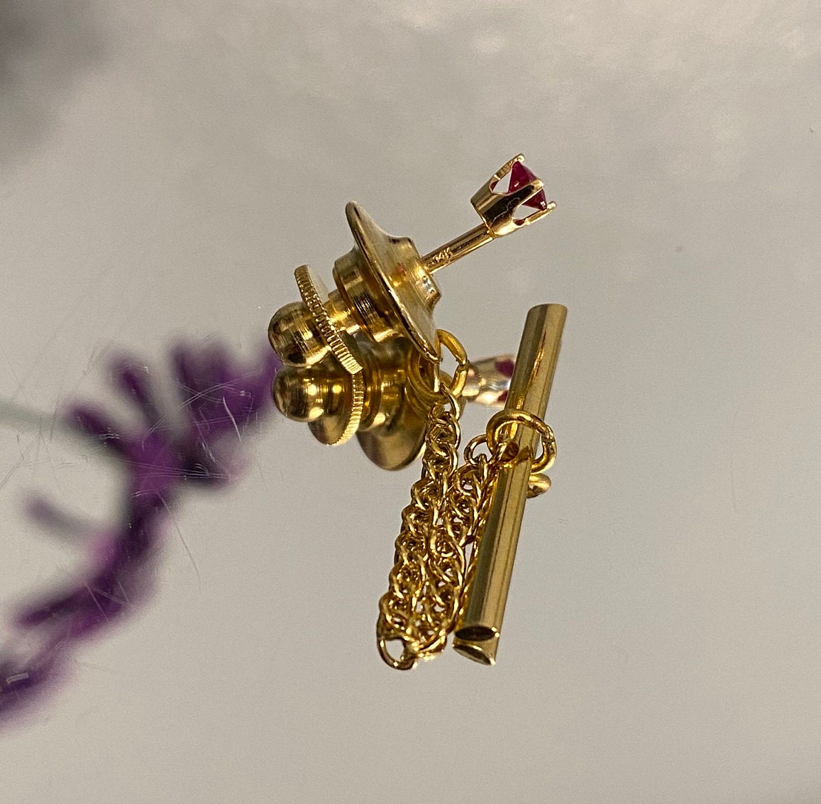 Ruby Tie Tack. 14k Yellow Gold - Etsy