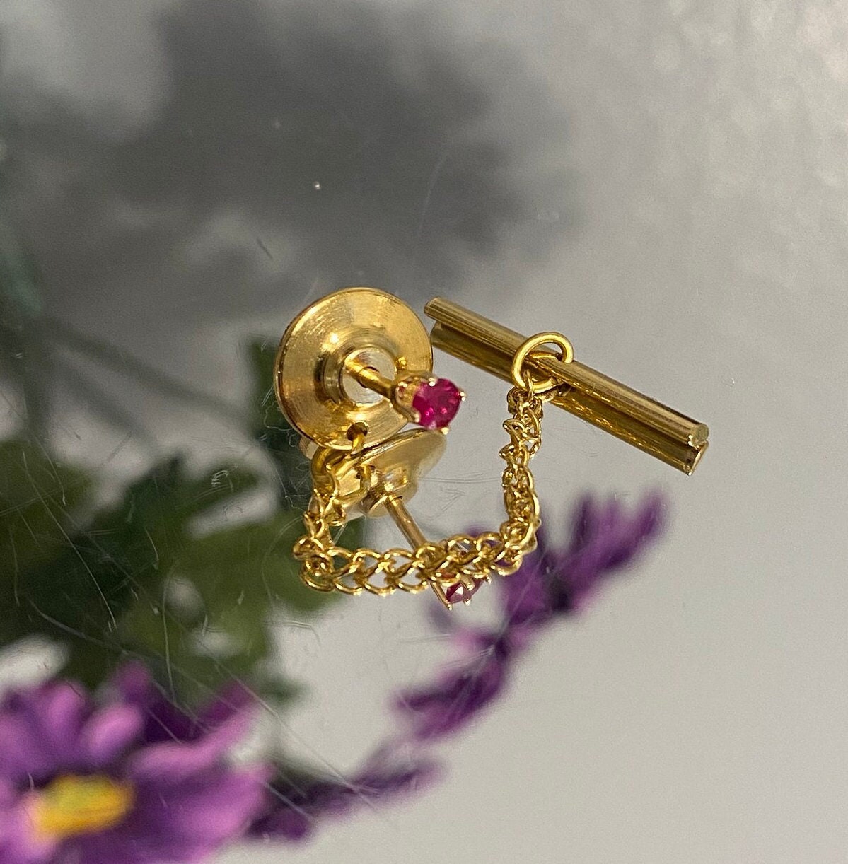 Ruby Tie Tack. 14k Yellow Gold - Etsy