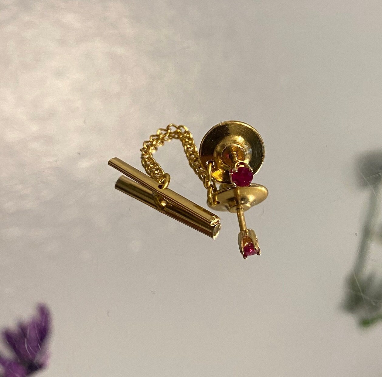 Ruby Tie Tack. 14k Yellow Gold - Etsy