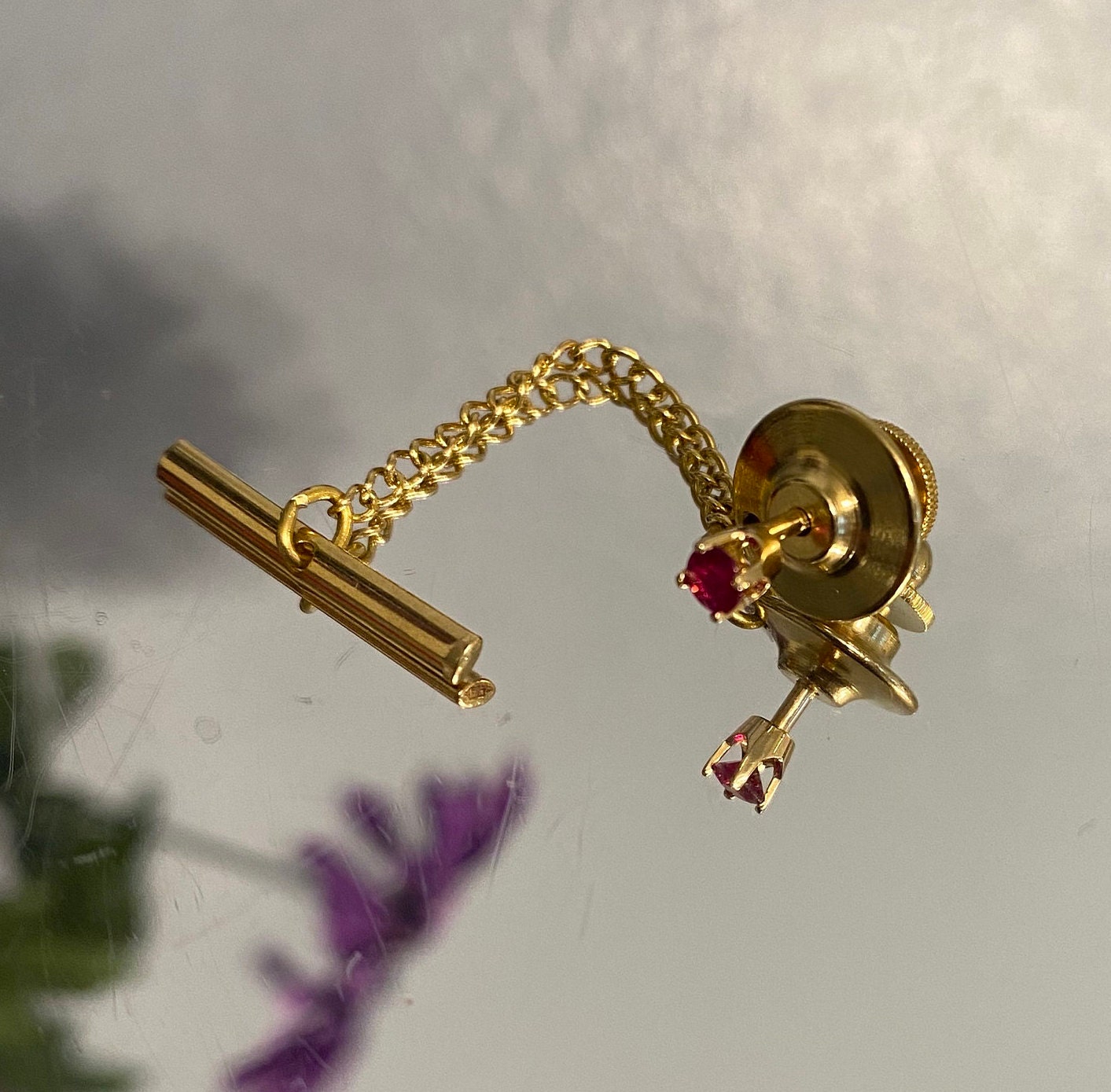 Ruby Tie Tack. 14k Yellow Gold - Etsy