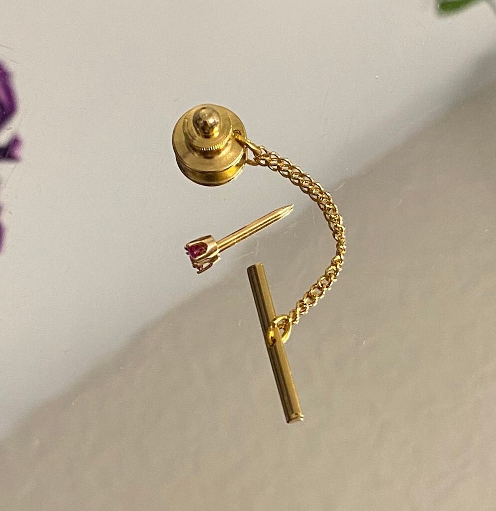 Ruby Tie Tack. 14k Yellow Gold - Etsy