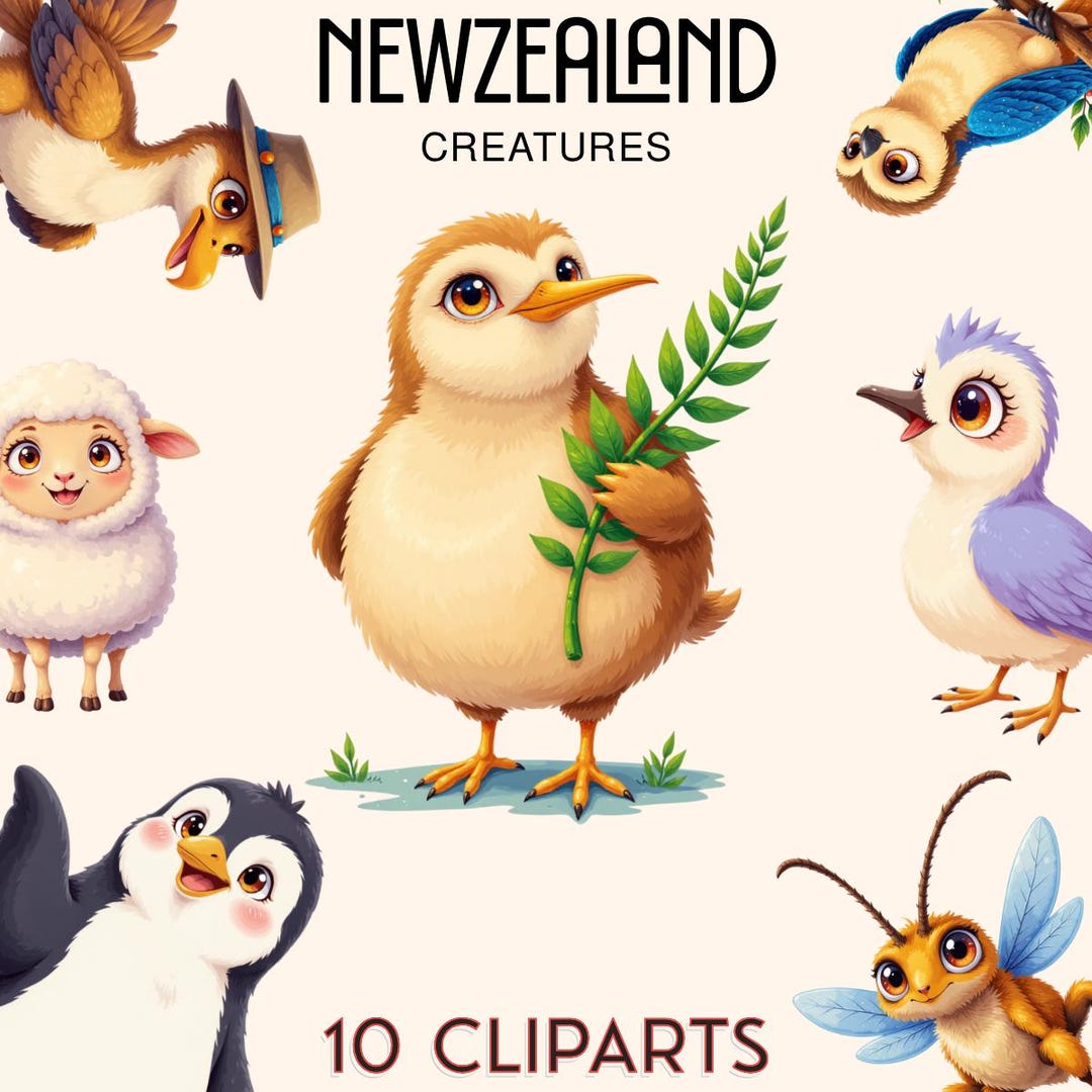 NZ Animal Clipart | New Zealand PNG Transparent Bundle (digital ...