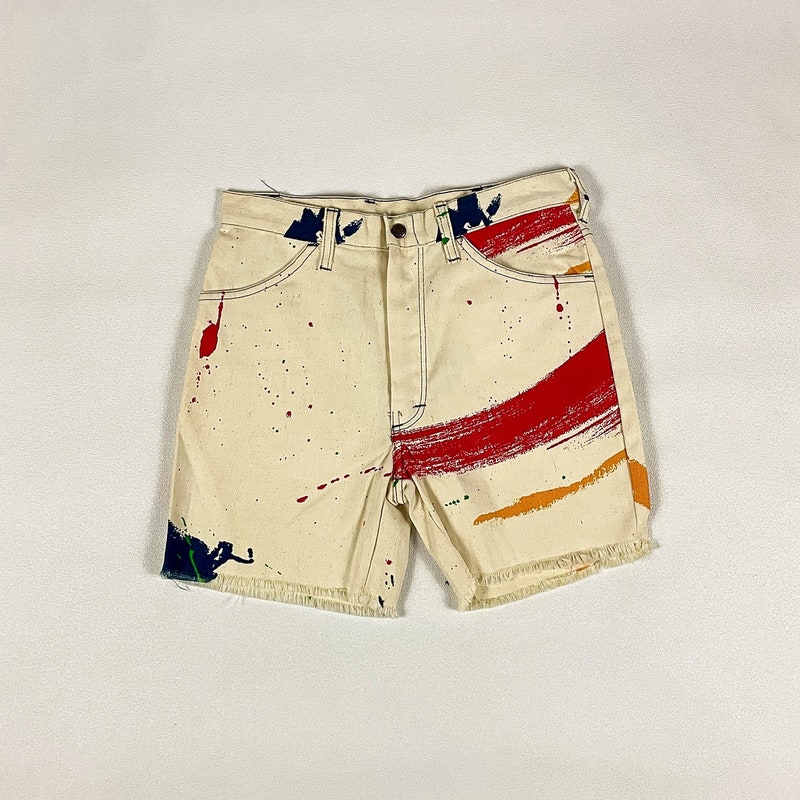 Painted Denim Shorts - Etsy