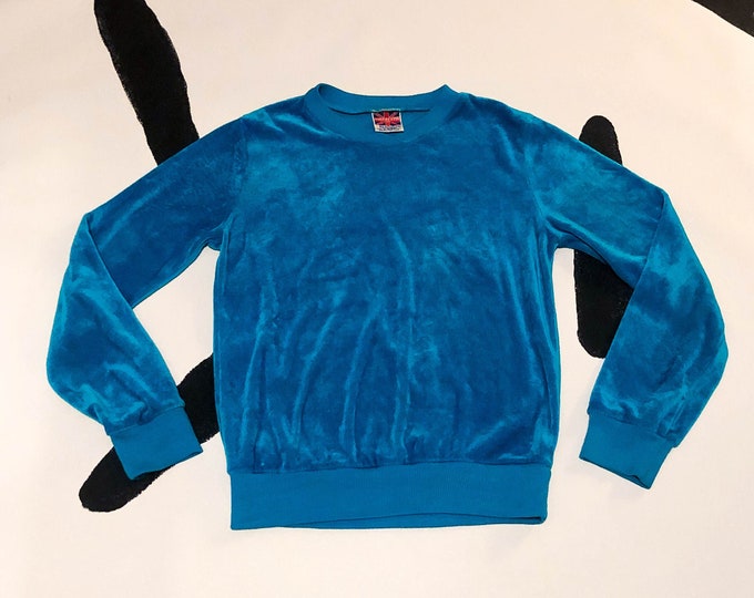 80s Turquoise Velour Long Sleeve Top / Cherry Stix / 70s / Disco ...