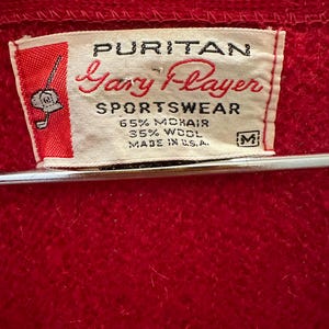 1960s Vintage Puritan Mohair Gary Player Red Cardigan Sweater / Fuzzy ...